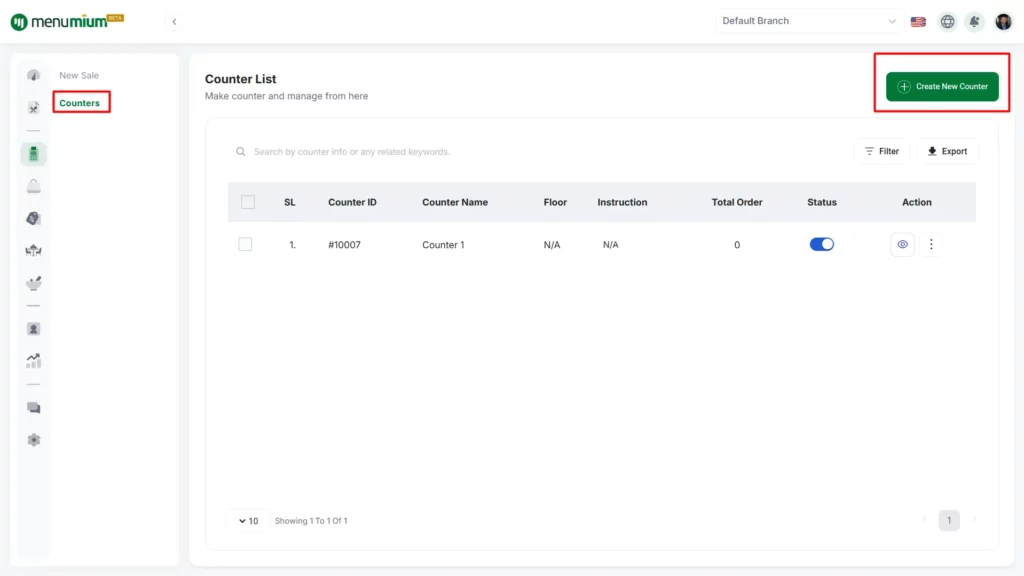 How to Create a New POS Counter - Menumium