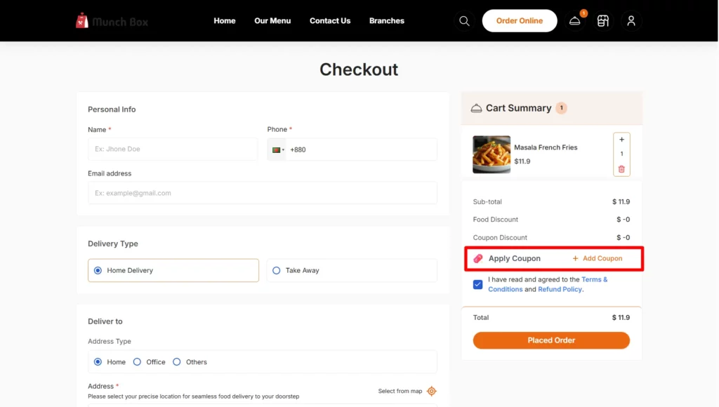 How to Apply a Coupon When Ordering from the Website - Menumium